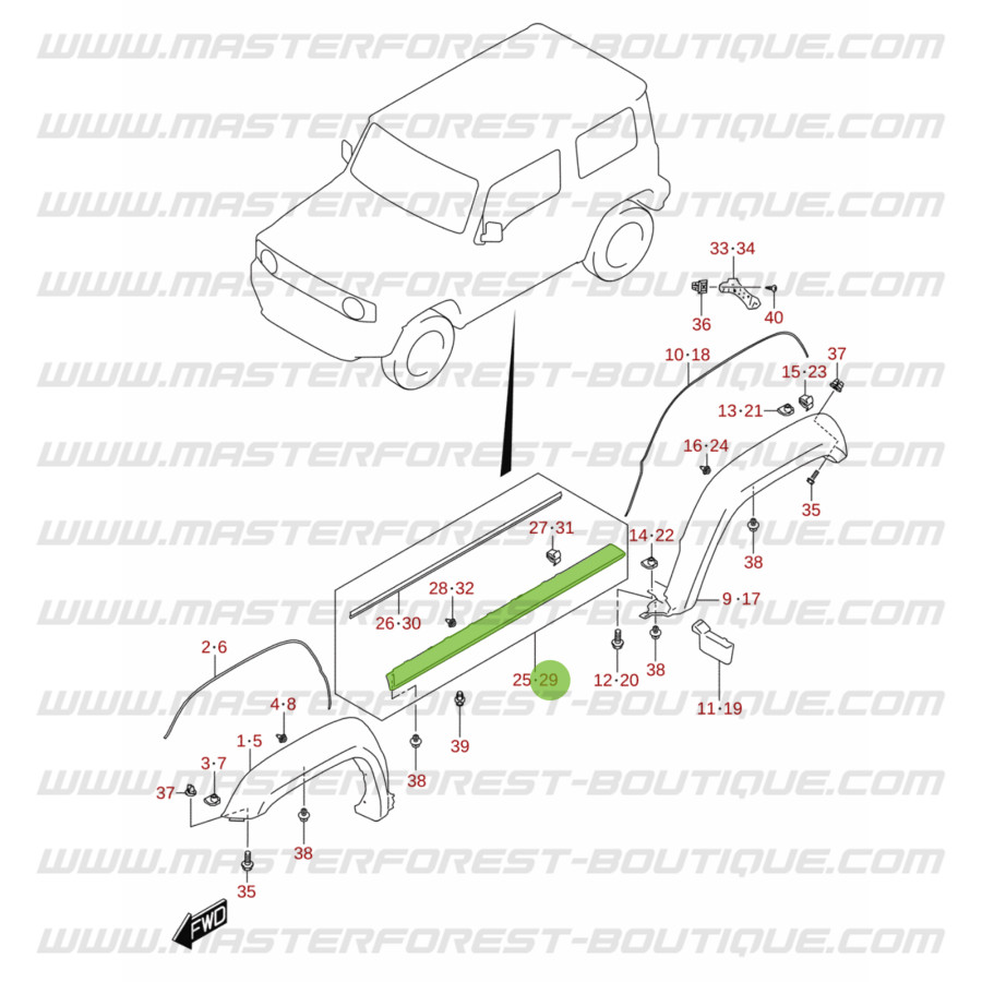 Left lower body frame protection piece, Suzuki Jimny 2018-