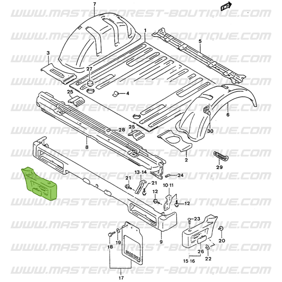 Pezzo terminale di paraurti posteriore sinistro Suzuki Santana Samurai ...